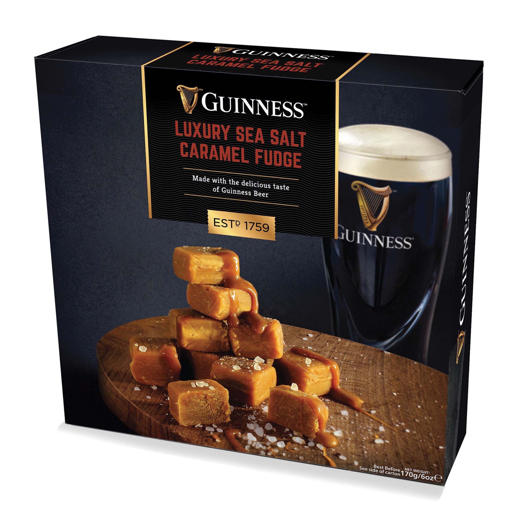 Guinness Luxury Sea Salt Caramel Fudge Box 170G – Carrolls Irish Gifts USA