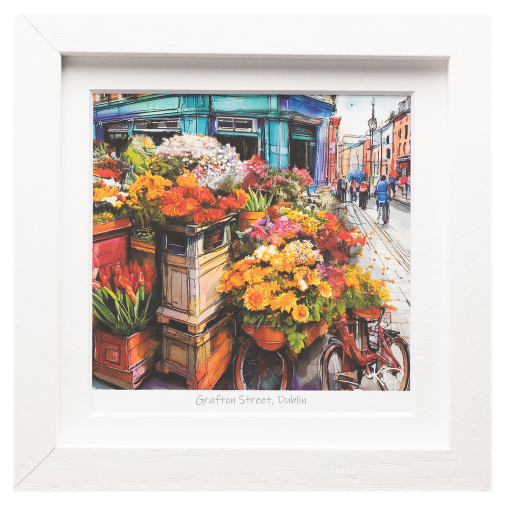 Grafton Street Dublin White framed Print – Carrolls Irish Gifts USA